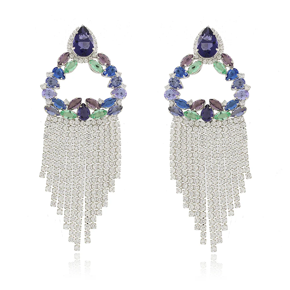 NARA DESIGN SEMIJOIAS | - Brinco Franja Navetes Tanz/s Azul/alex/amet ...